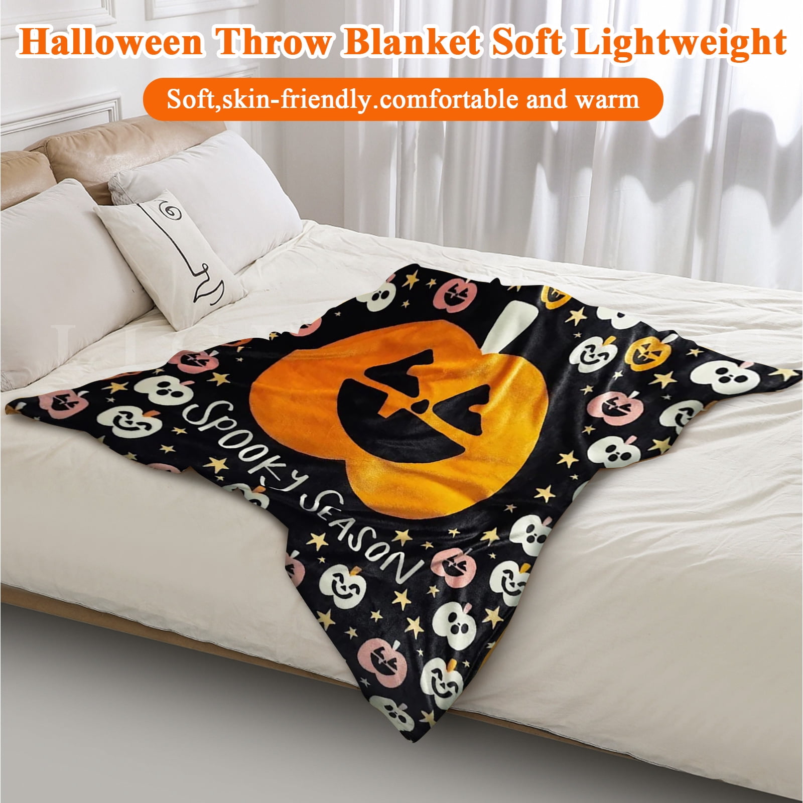 Happy Halloween Fleece Throw Blanket Horror Theme Flannel Blanket Plush ...