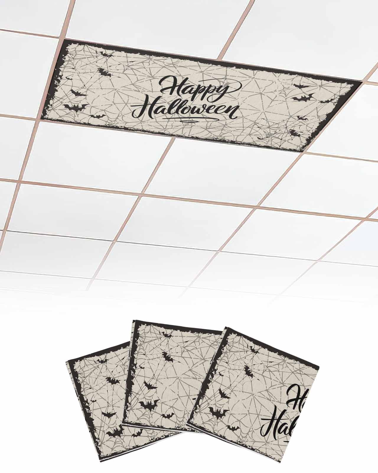 Happy Halloween Fluorescent Light Covers for Ceiling Lights 4x2 feet,3 ...