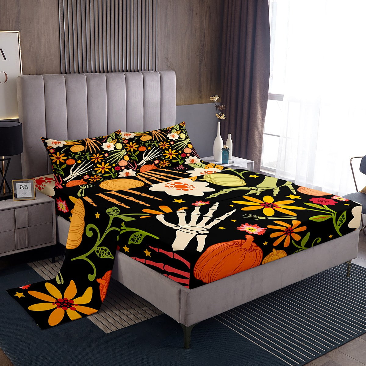 Happy Halloween Full Size Bed Sheets Set,Skeleton Hand Bones Sheet Set ...