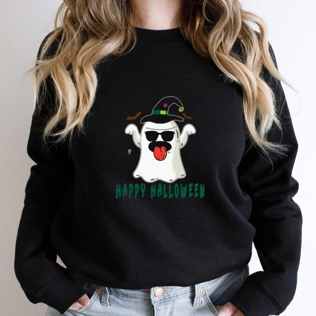 Happy Halloween Funny Ghost Graphic Tee, Classic Holiday Phantom - Fan ...