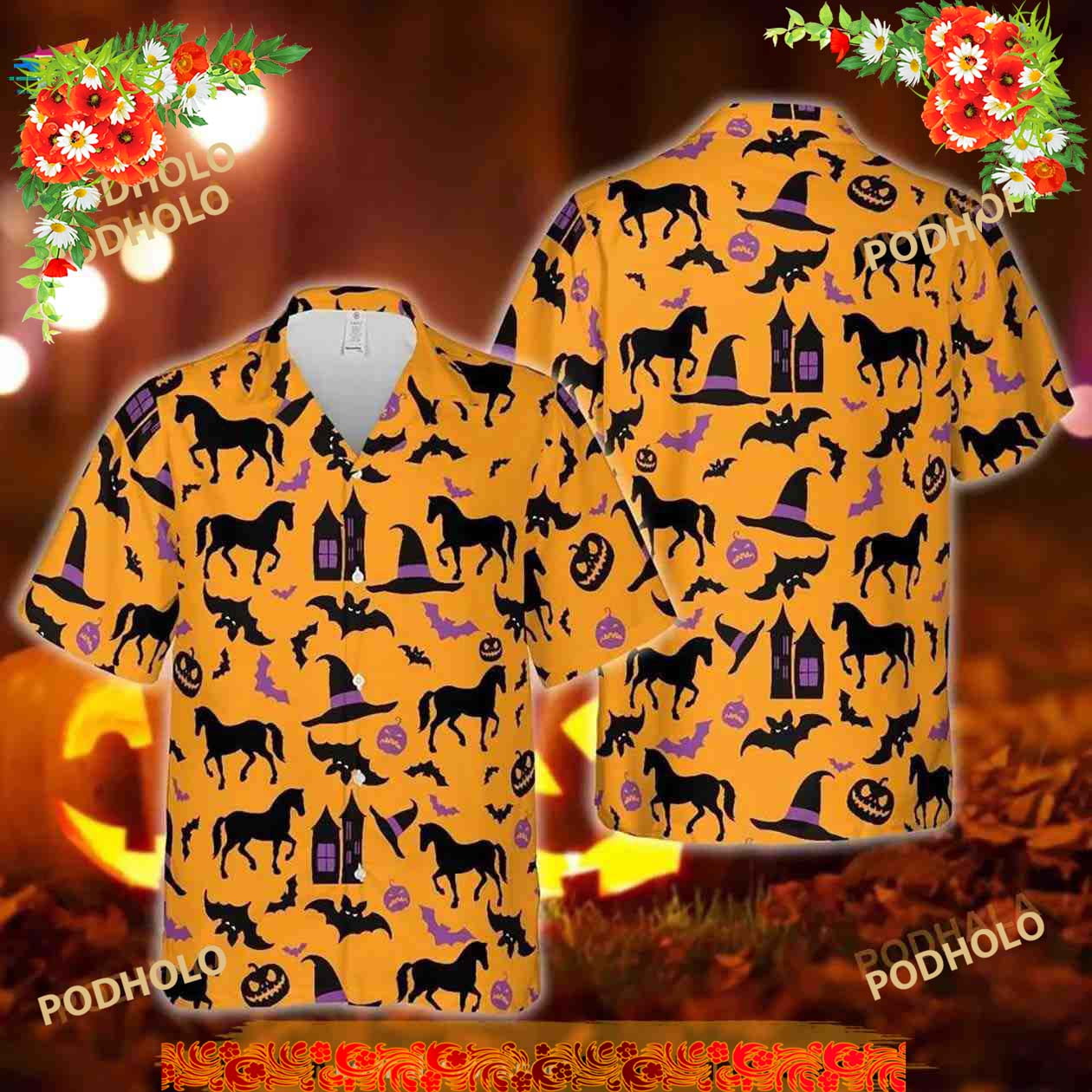 Happy Halloween Horse Pattern Hawaiian Shirt, Gifts For Horse Lovers ...