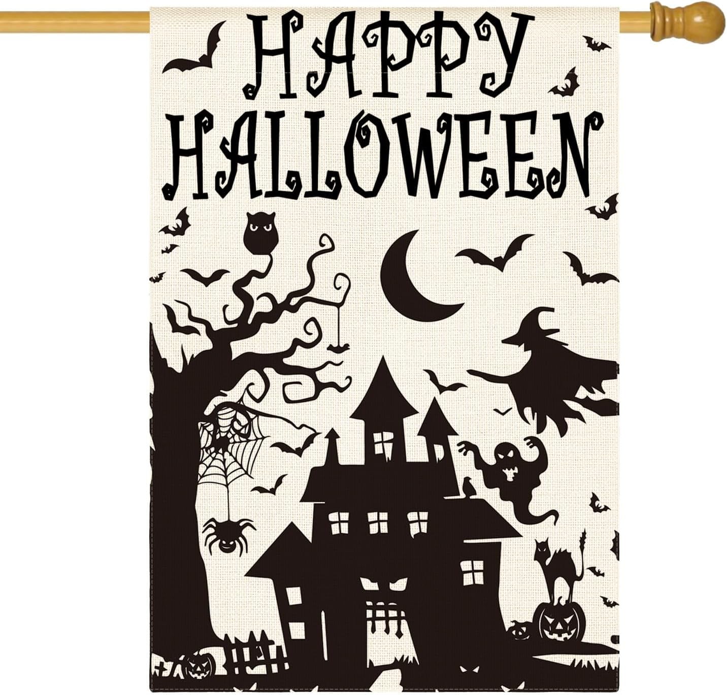 Happy Halloween House Flag 28x40 Inch Double Sided Outside, Haunted ...