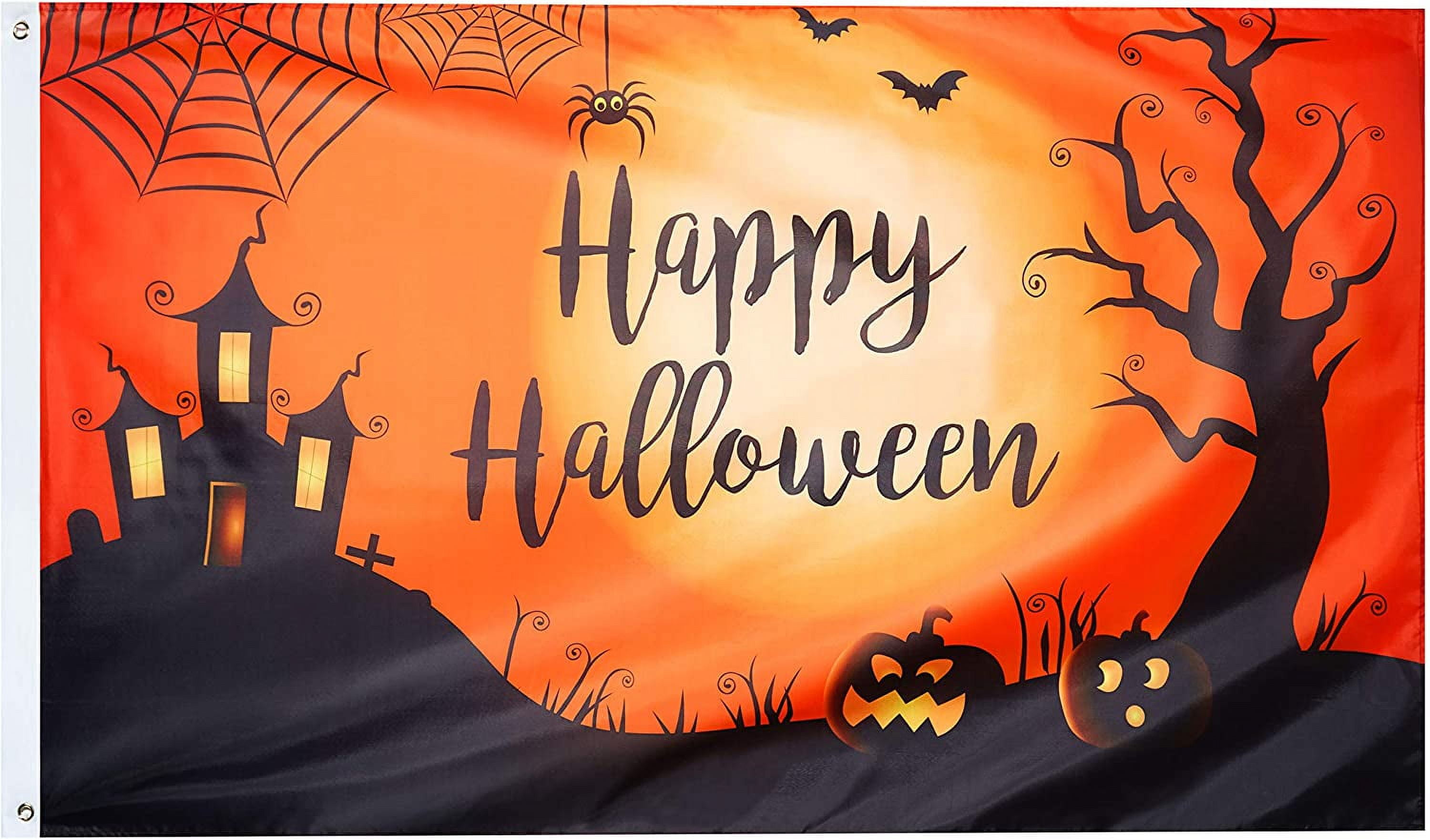 Happy Halloween House Flag 3X5 ft Pumpkin Jack O Lantern Bat Spider ...