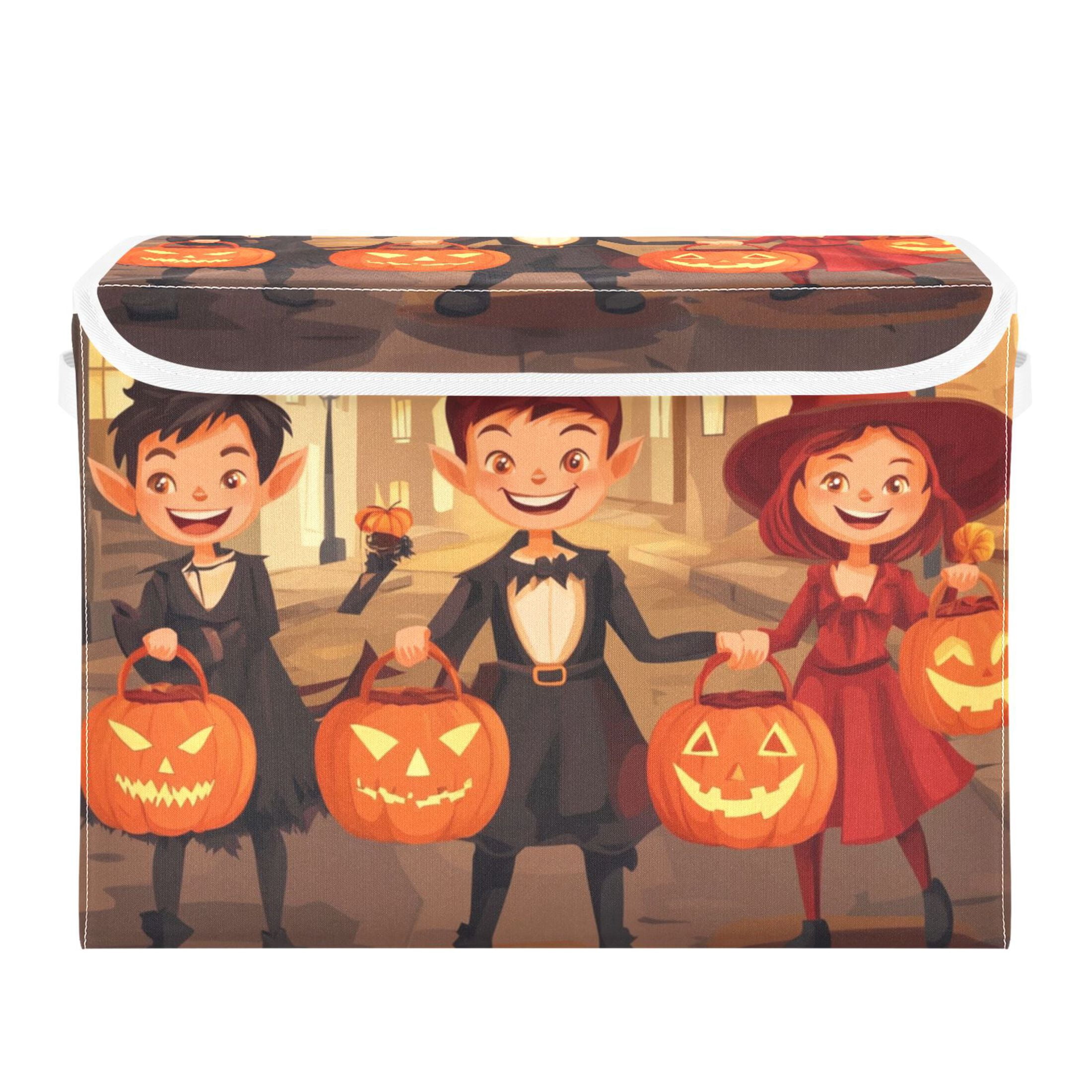 Happy Halloween Large Storage Bins with Linen Collapsible Lid Storage ...