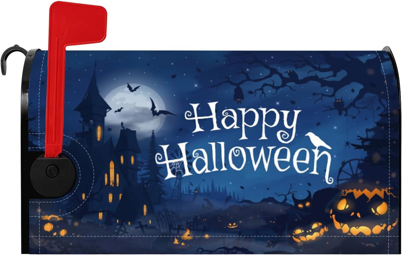 Happy Halloween Mailbox Cover Scary Pumpkin Gothic Haunted House Full ...