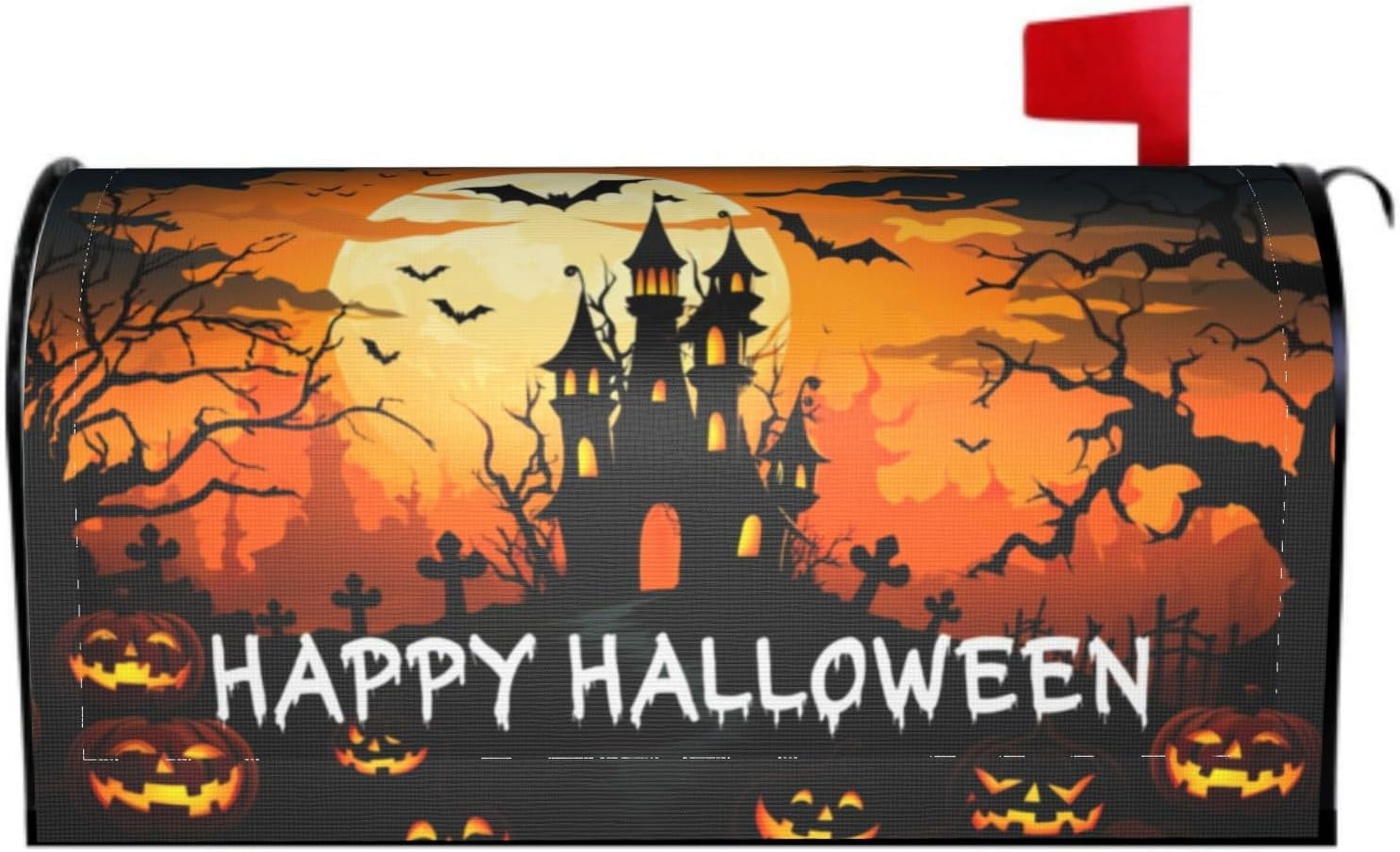 Happy Halloween Mailbox Cover Starry Night Haunted House Pumpkin ...