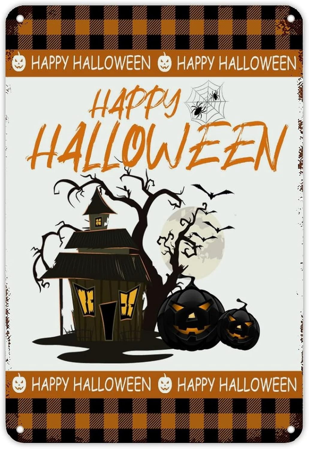 Happy Halloween Metal Sign Halloween Ghost Witches Decor Pumpkin Truck ...