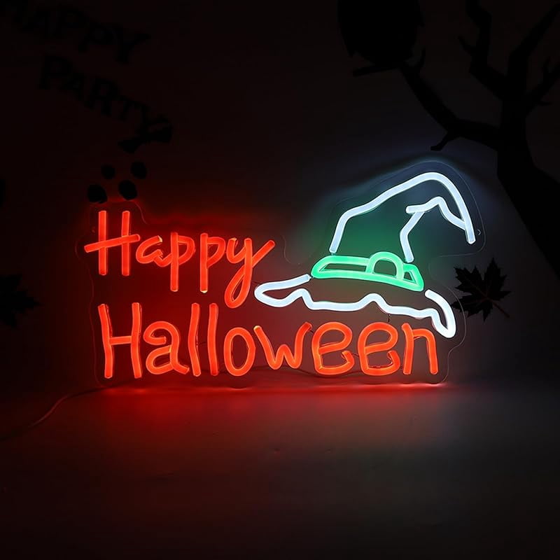 Happy Halloween Neon Signs Halloween Decorations, Neon Halloween Signs ...