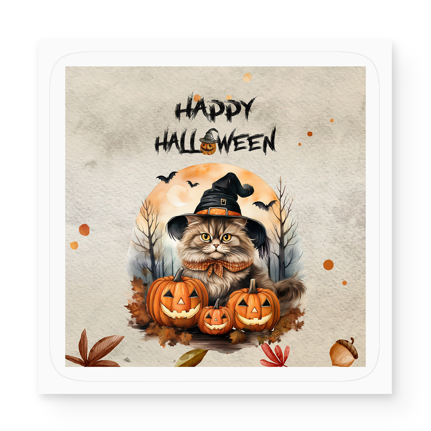 Happy Halloween Persian Witches Hat Pumpkin Carving Vinyl Sticker Cat ...