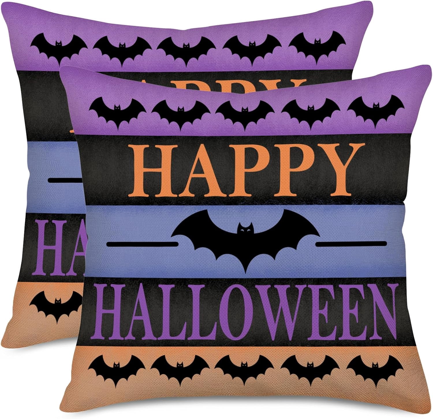Happy Halloween Pillow Covers Bat 20x20 Inch Set of 2 Cushion Case ...