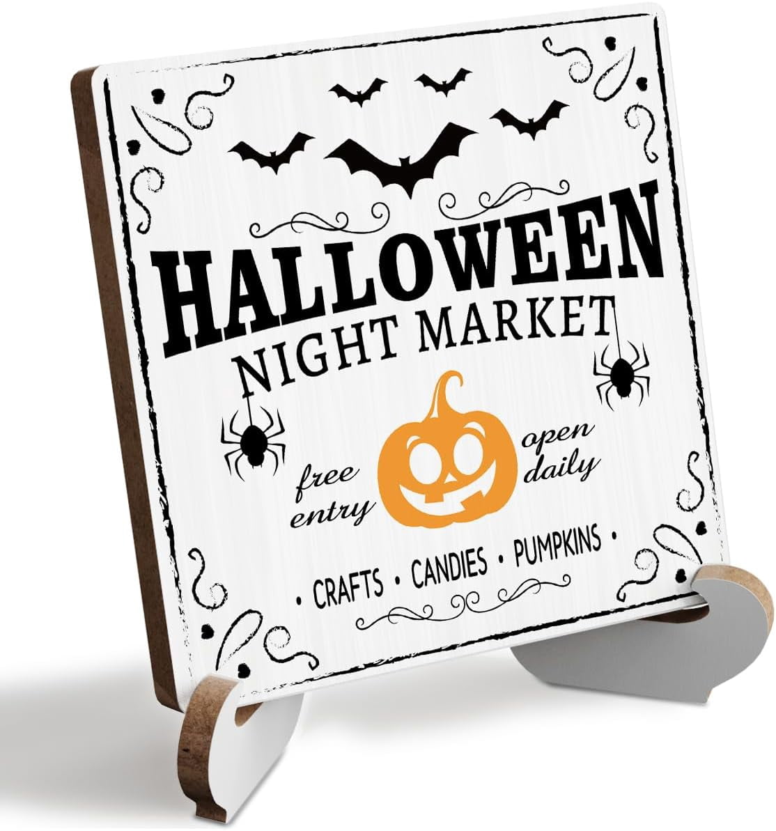 Happy Halloween Pumpkin Wood Plaque With Wooden Halloween Decorations ...
