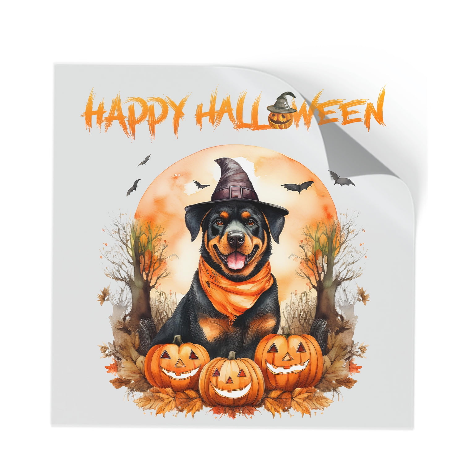 Happy Halloween Rottweiler Witches Hat Pumpkin Carving Cutout Transfer ...