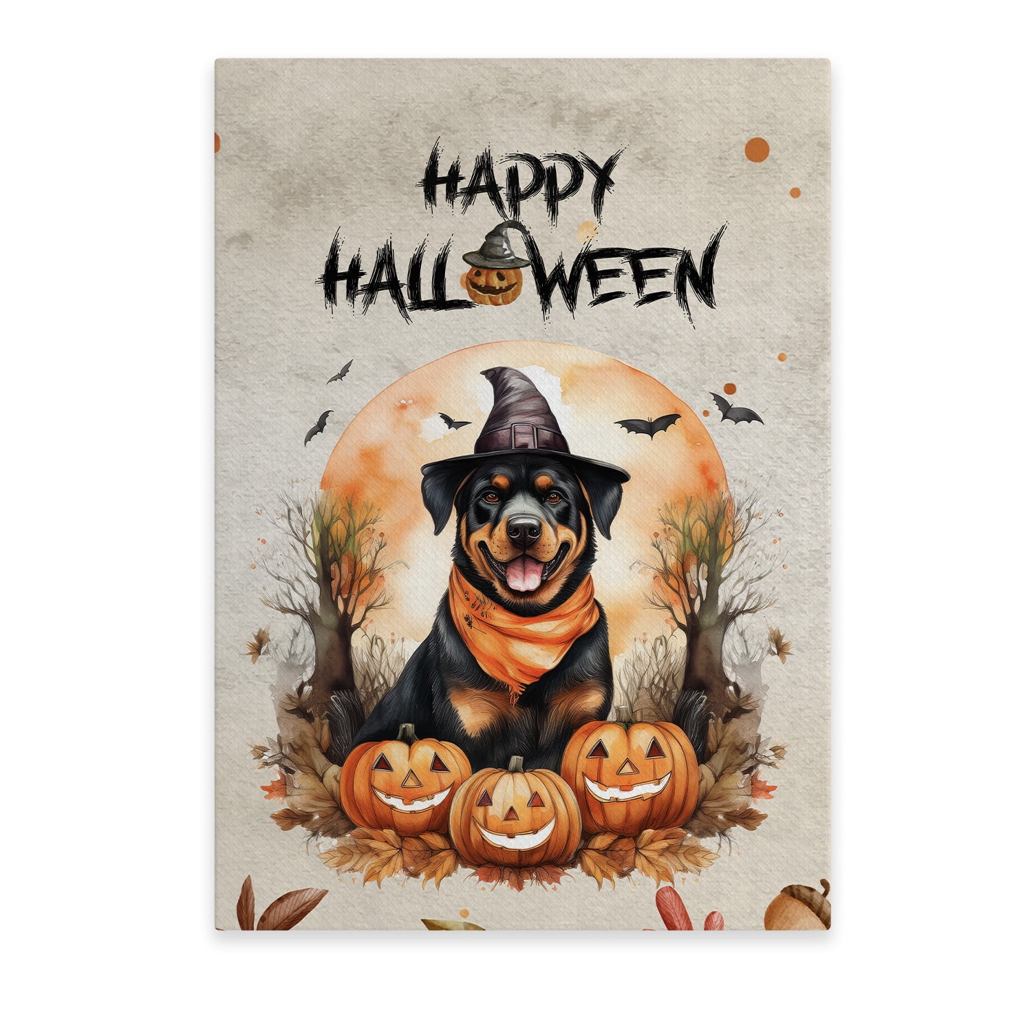 Happy Halloween Rottweiler Witches Hat Pumpkin Carving Vertical Matte ...