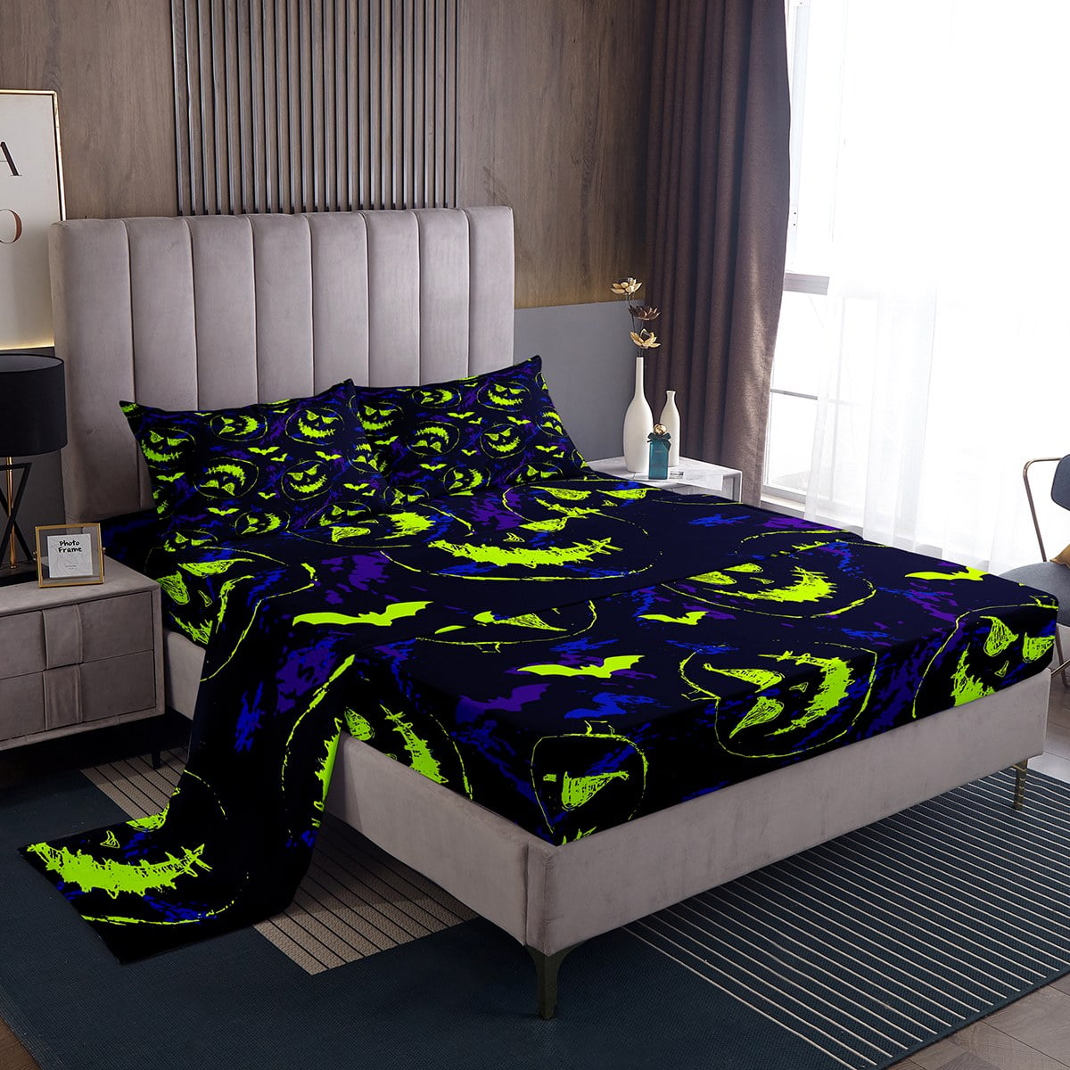 Happy Halloween Sheets Spooky Horror Pumpkin Lantern Decor Bed Sheets ...