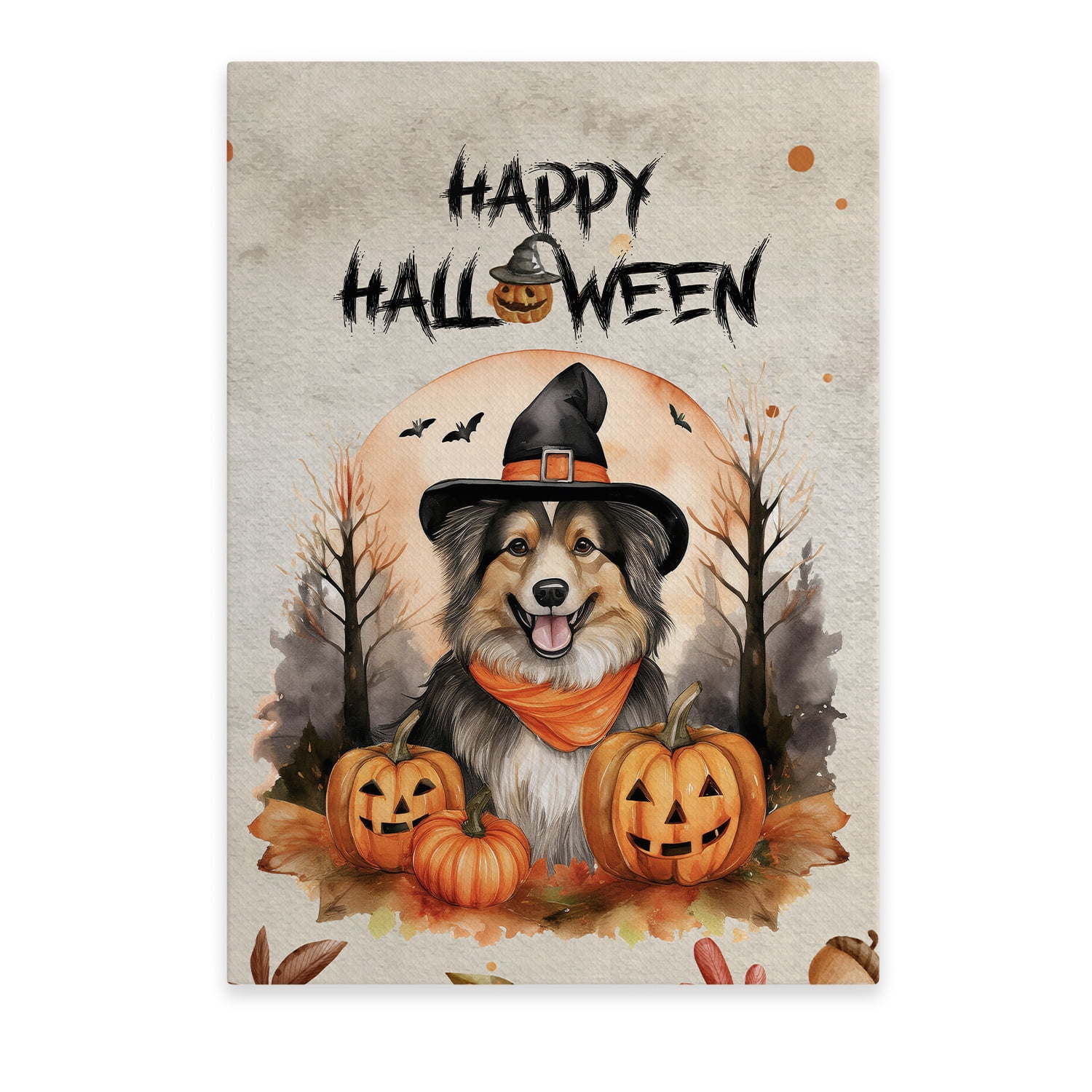 Happy Halloween Shetland Sheepdog Witches Hat Pumpkin Carving Vertical ...