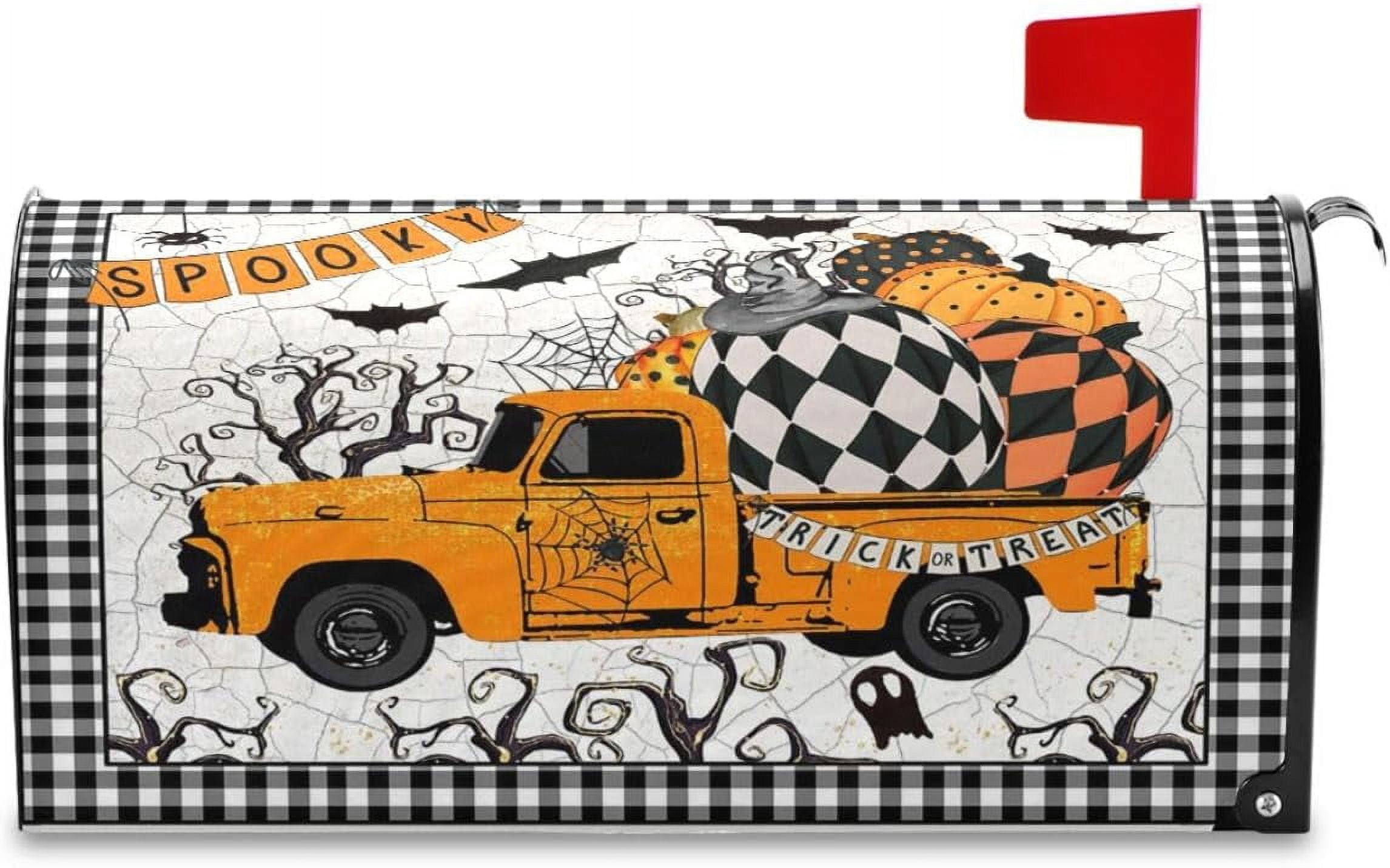 Happy Halloween Spooky Ghost Truck Mailbox Cover Magnetic Pumpkin Trick ...