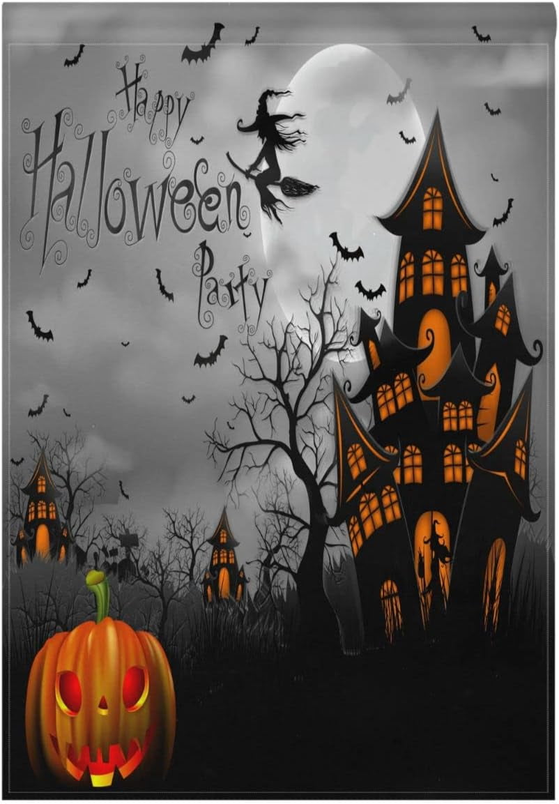 Happy Halloween Spooky Pumpkin Castle Yard Flag Scary Halloween Black ...