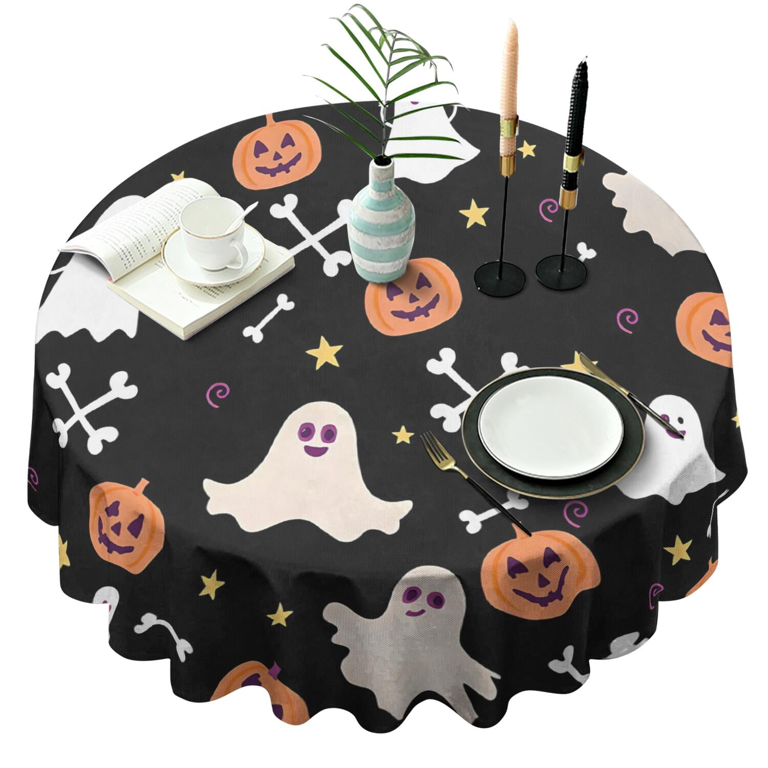 Happy Halloween Table Cloth Wrinkle Resistant Washable Tablecolths ...