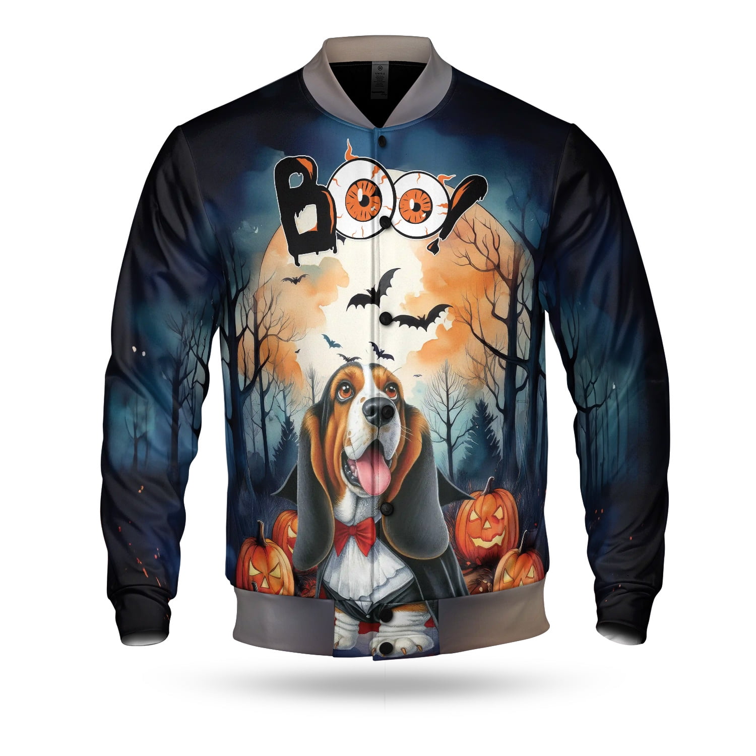 Happy Halloween Vampire Basset Hound BOO with Pumpkins Fun and Spooky ...