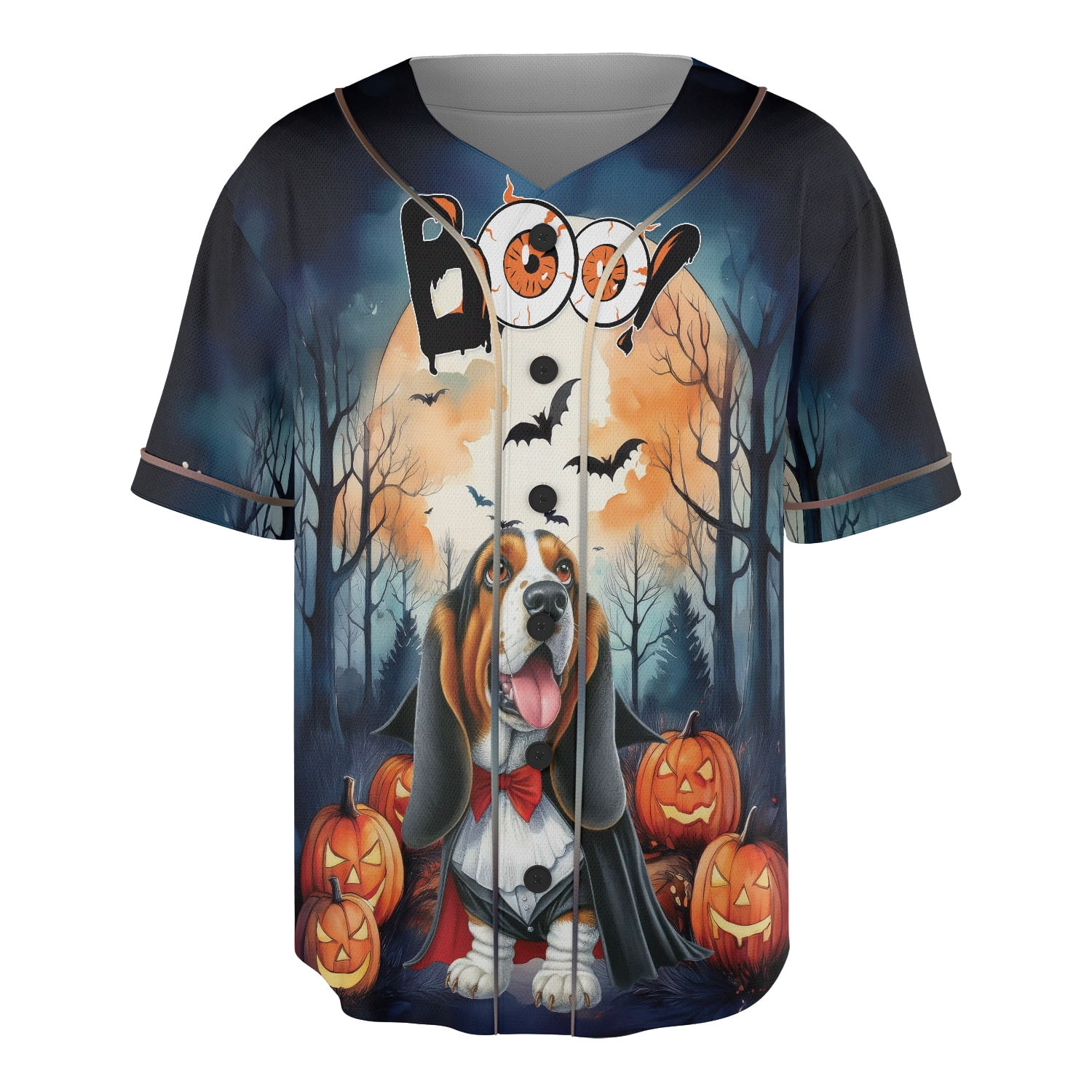Happy Halloween Vampire Basset Hound BOO with Pumpkins Fun and Spooky ...
