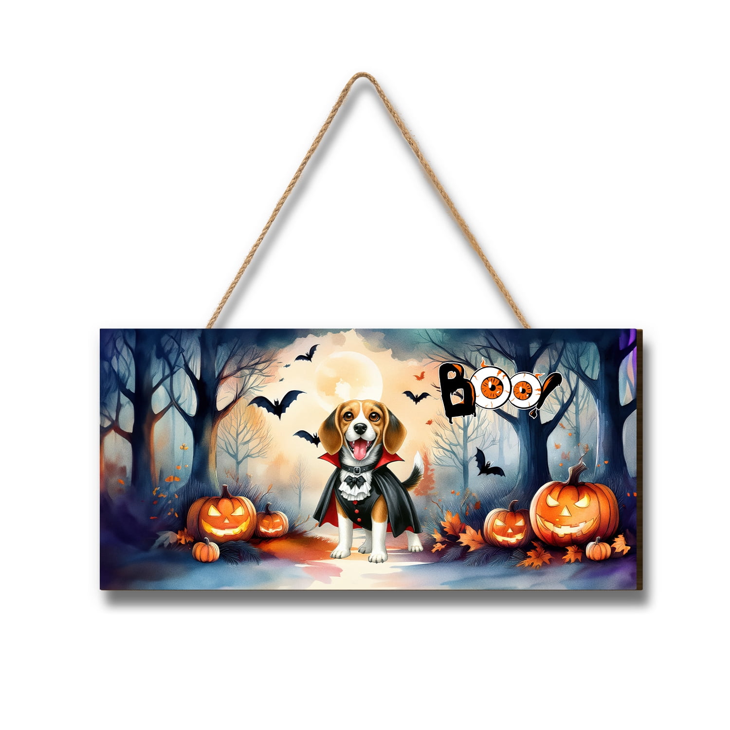 Happy Halloween Vampire Beagle BOO with Pumpkins Fun and Spooky ...