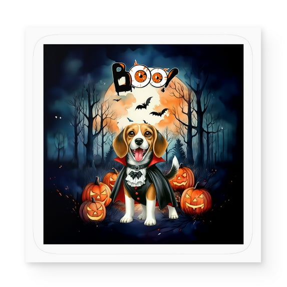 Happy Halloween Vampire Beagle BOO with Pumpkins Fun and Spooky Vinyl ...