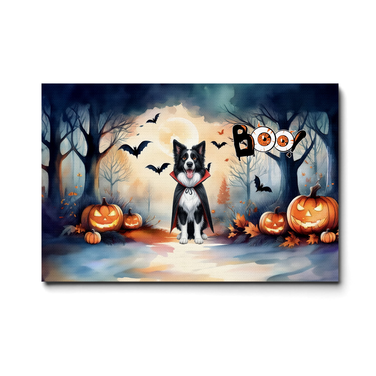 Happy Halloween Vampire Border Collie BOO with Pumpkins Fun and Spooky ...