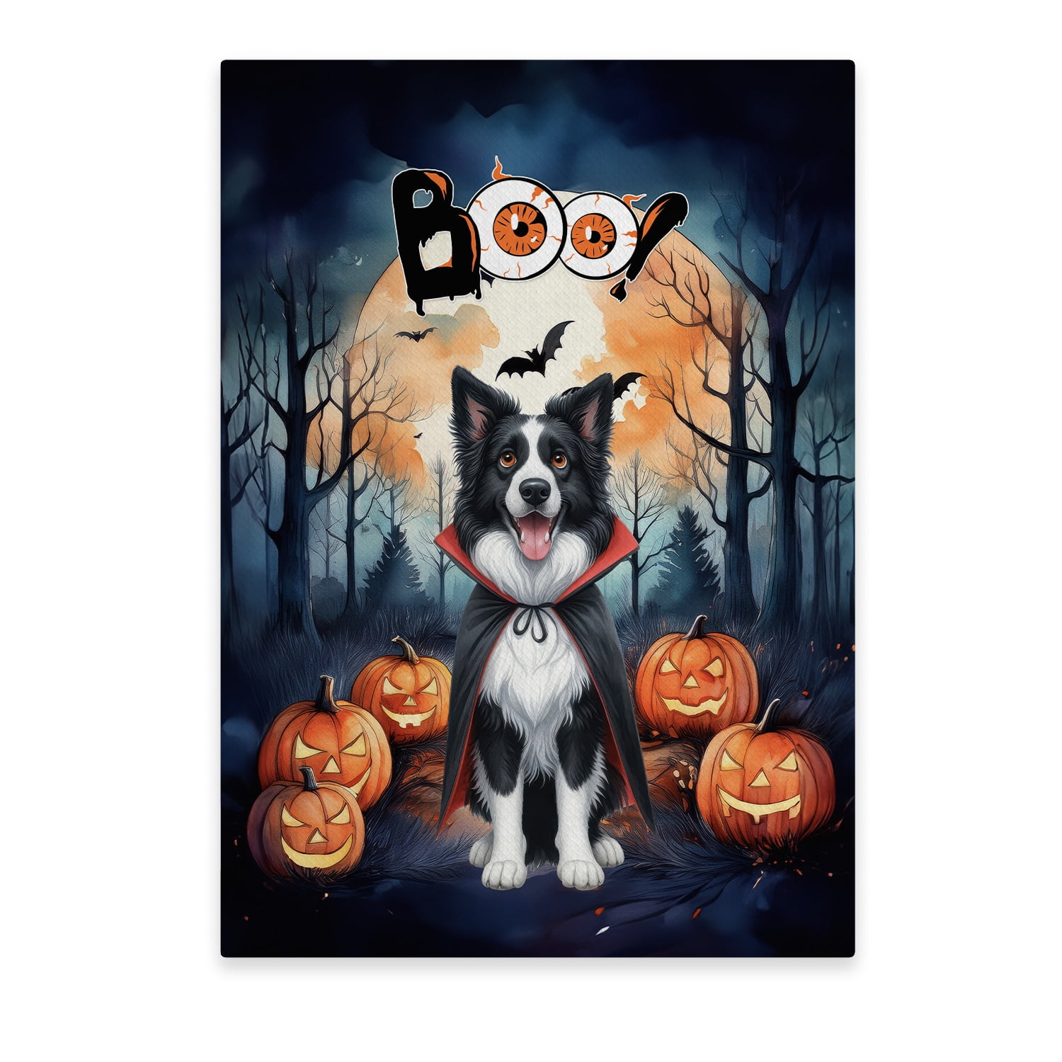 Happy Halloween Vampire Border Collie BOO with Pumpkins Fun and Spooky ...