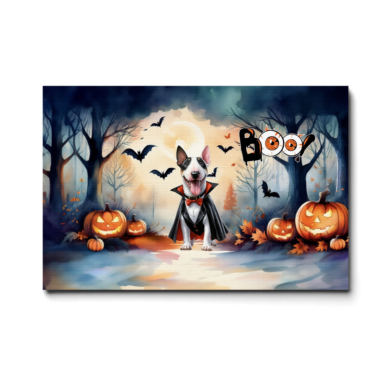 Happy Halloween Vampire Bull Terrier BOO with Pumpkins Fun and Spooky ...
