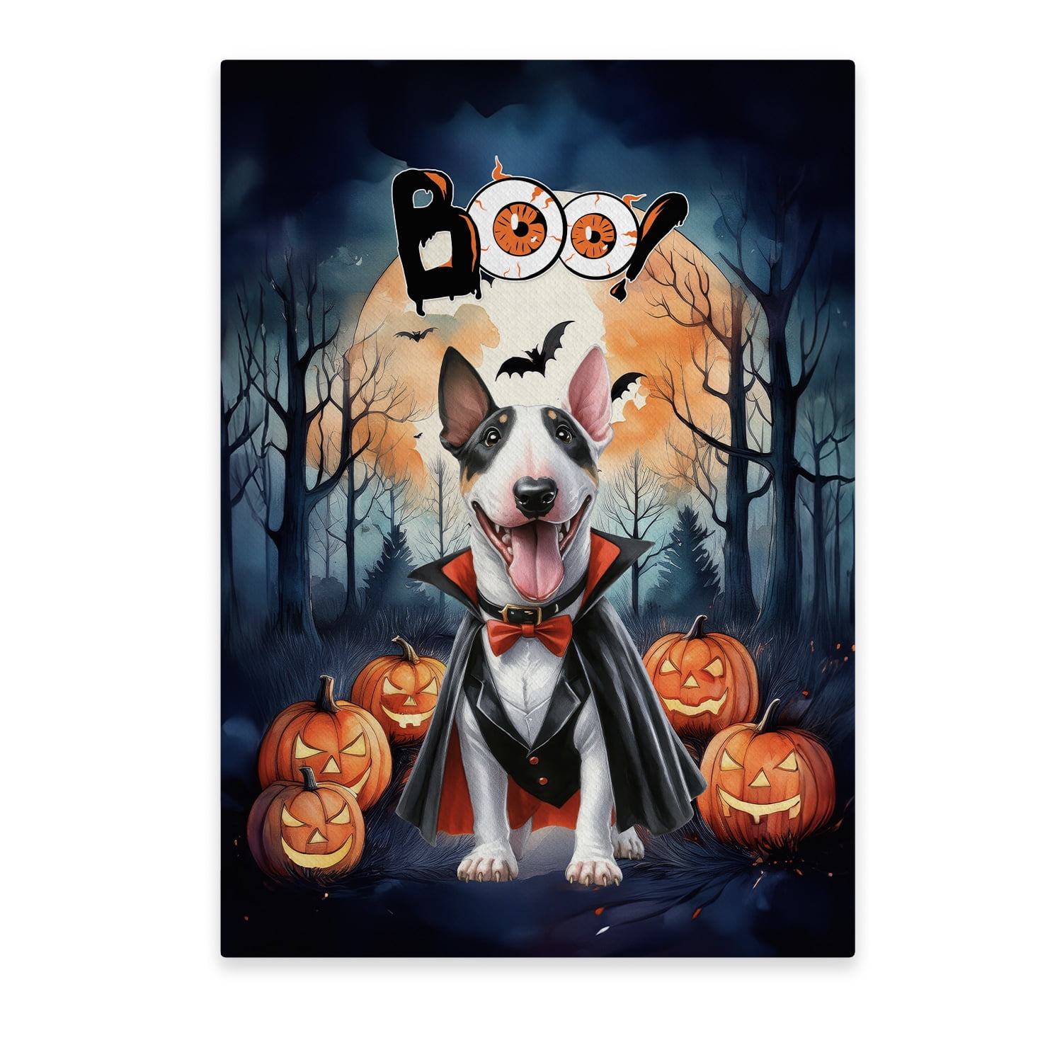 Happy Halloween Vampire Bull Terrier BOO with Pumpkins Fun and Spooky ...