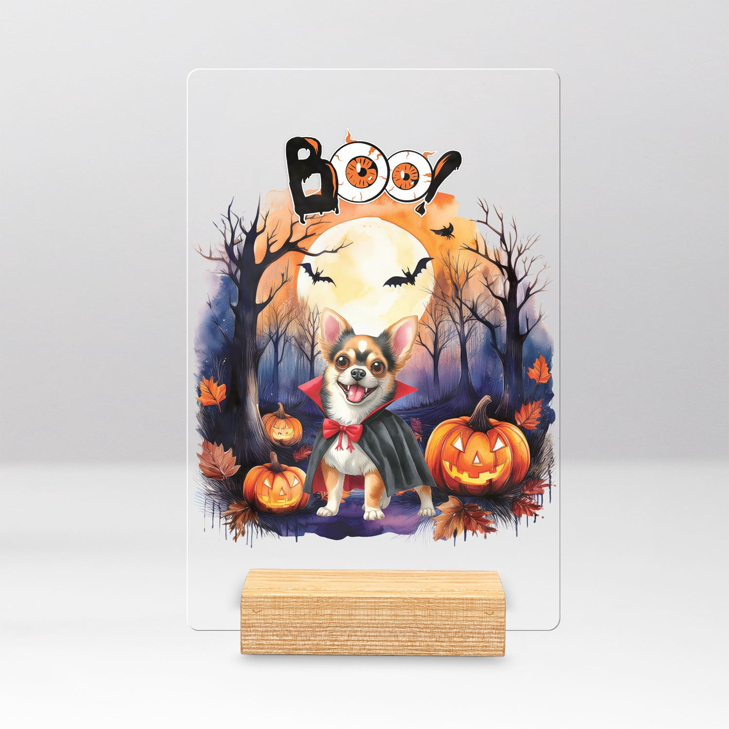 Happy Halloween Vampire Chihuahua BOO with Pumpkins Fun and Spooky ...