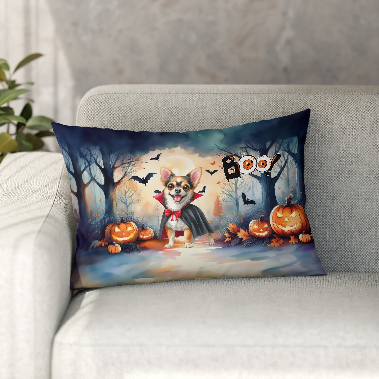 Happy Halloween Vampire Chihuahua BOO with Pumpkins Fun and Spooky ...