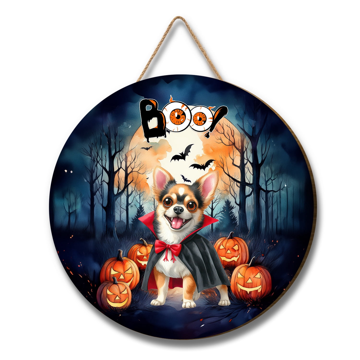 Happy Halloween Vampire Chihuahua BOO with Pumpkins Fun and Spooky ...