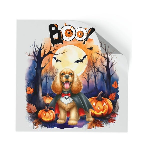 Happy Halloween Vampire Cocker Spaniel BOO with Pumpkins Fun and Spooky ...