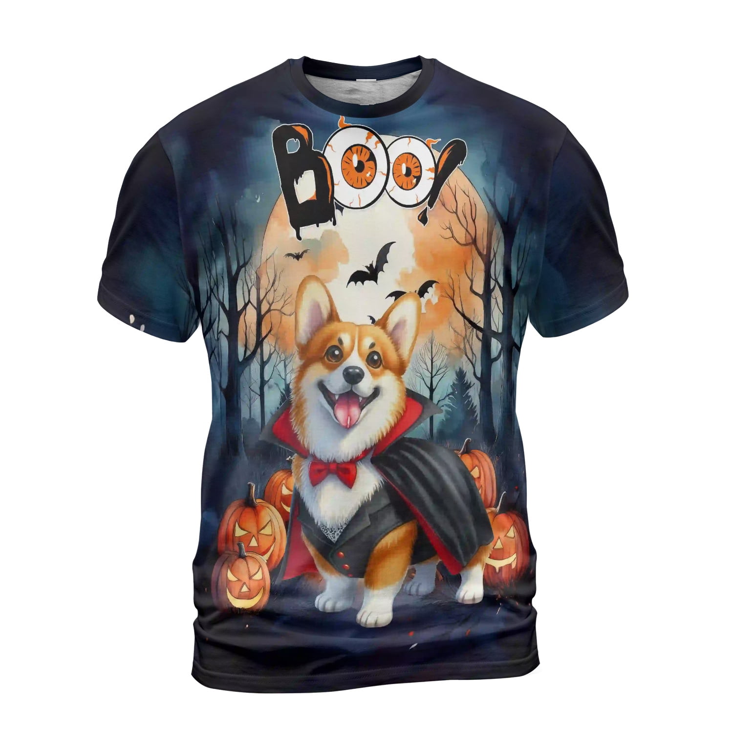 Happy Halloween Vampire Corgi BOO with Pumpkins Fun and Spooky All Over ...