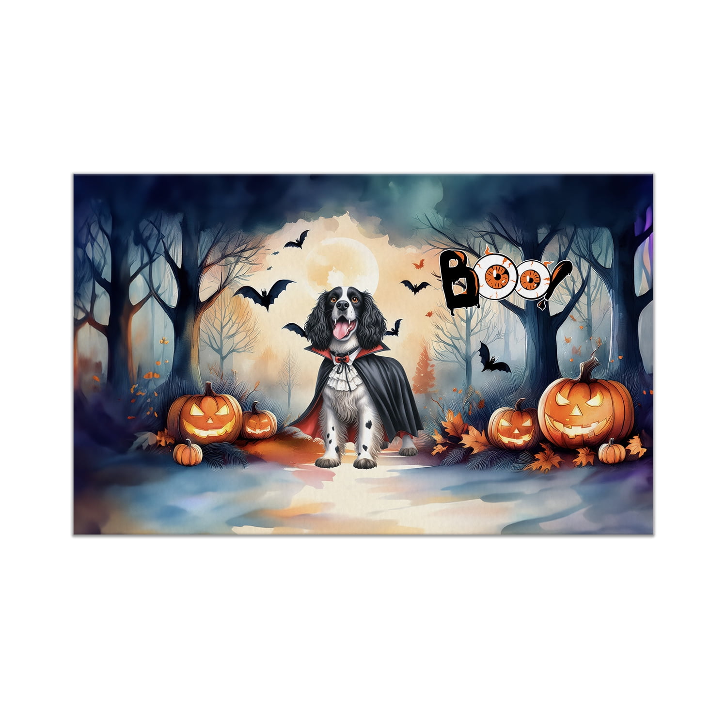 Happy Halloween Vampire English Springer Spaniel BOO with Pumpkins Fun ...
