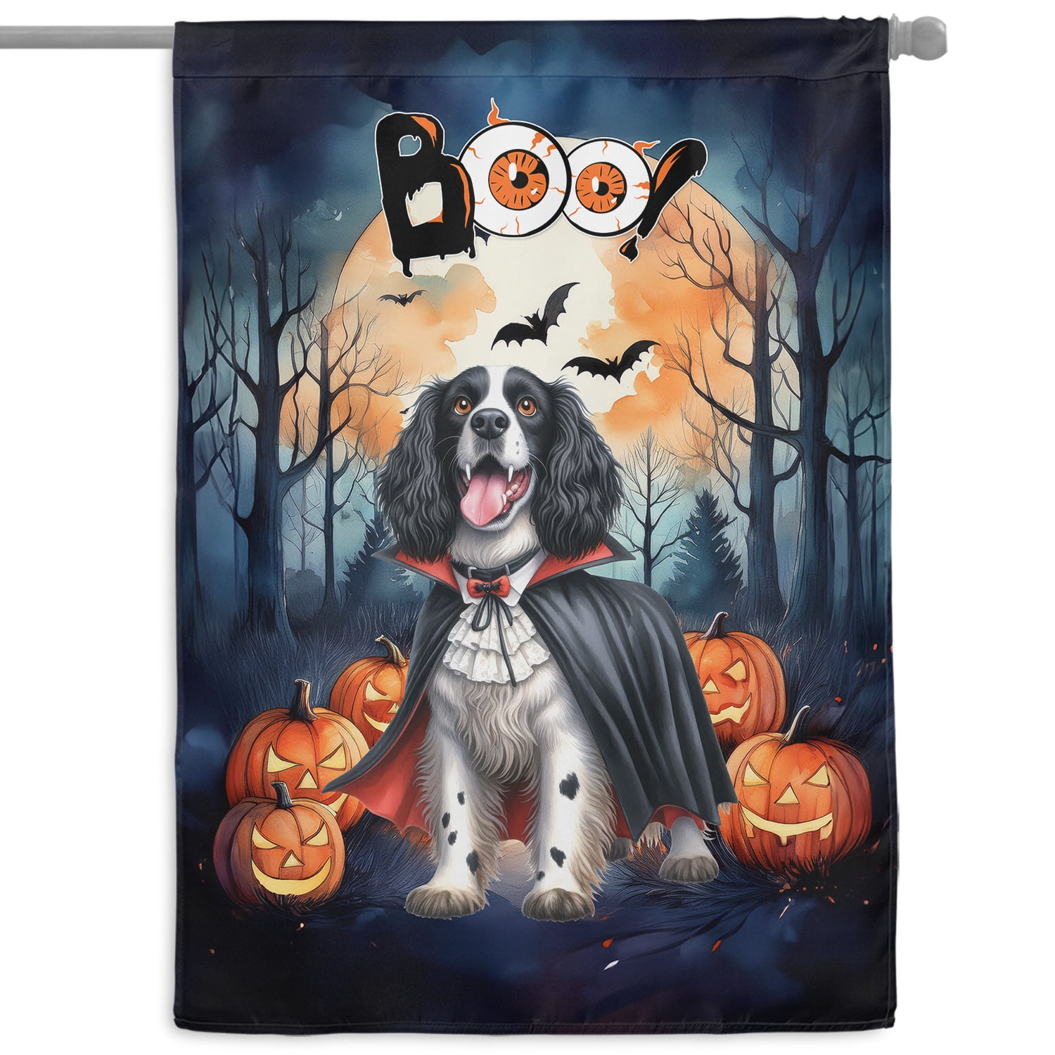 Happy Halloween Vampire English Springer Spaniel BOO with Pumpkins Fun ...