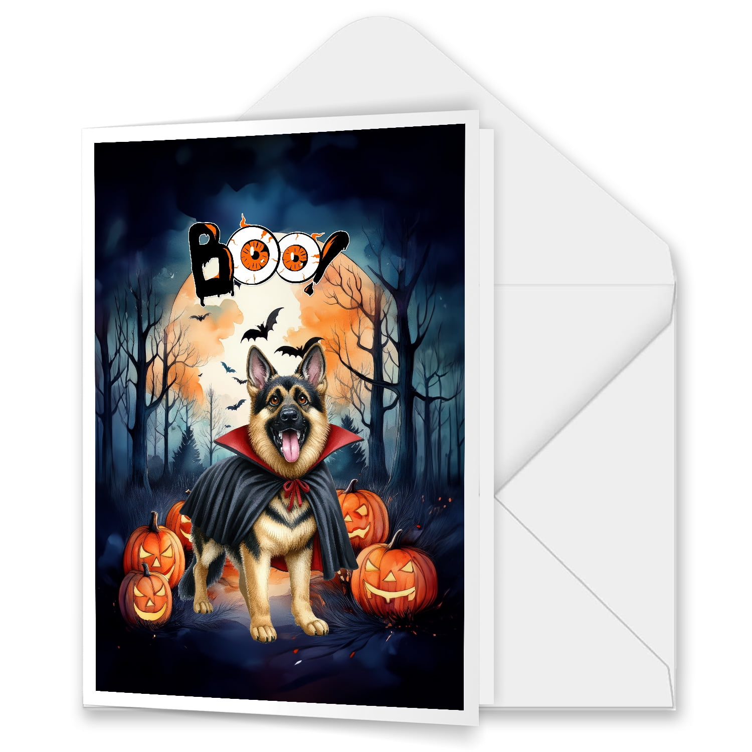 Happy Halloween Vampire German Shepherd BOO with Pumpkins Fun and ...