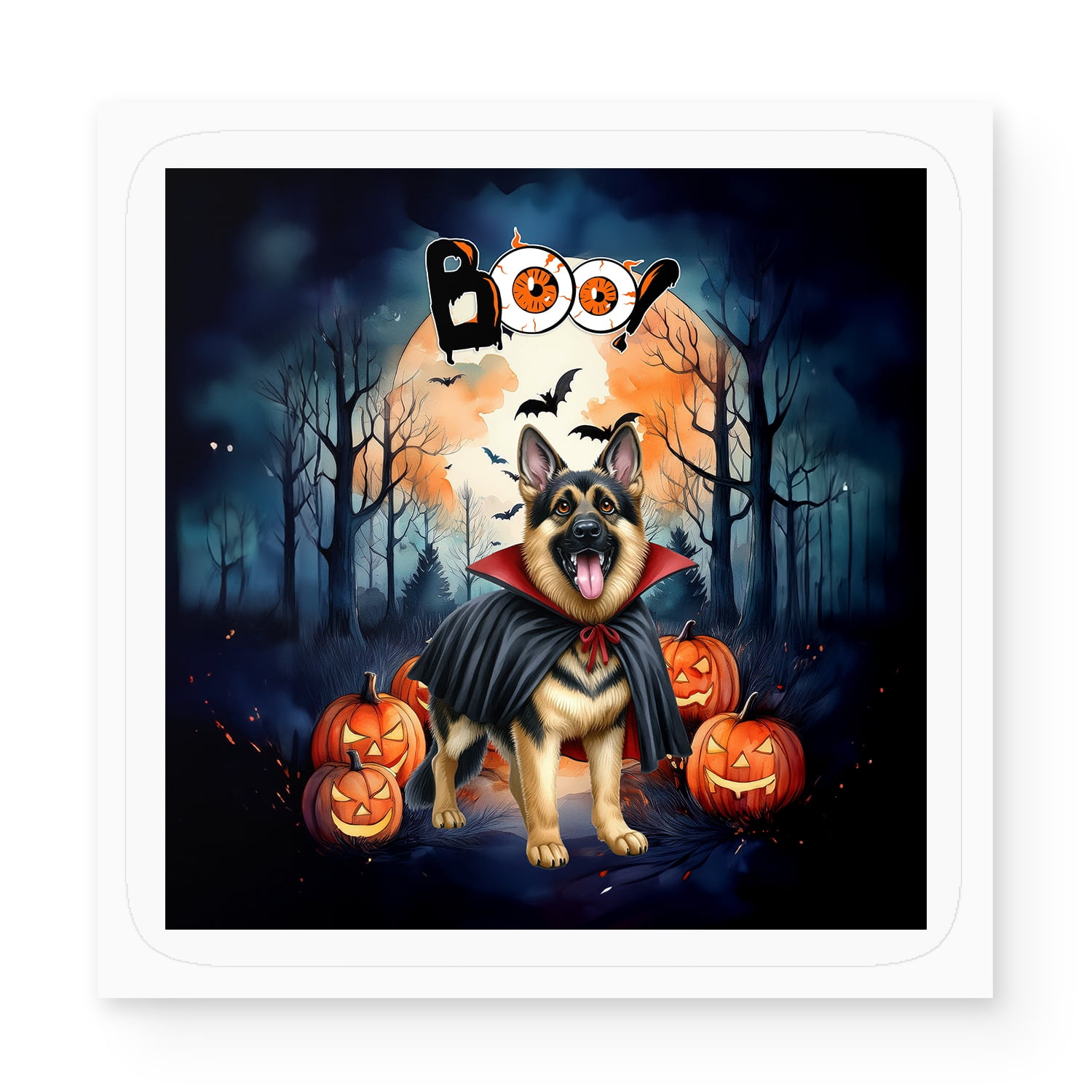 Happy Halloween Vampire German Shepherd BOO with Pumpkins Fun and ...