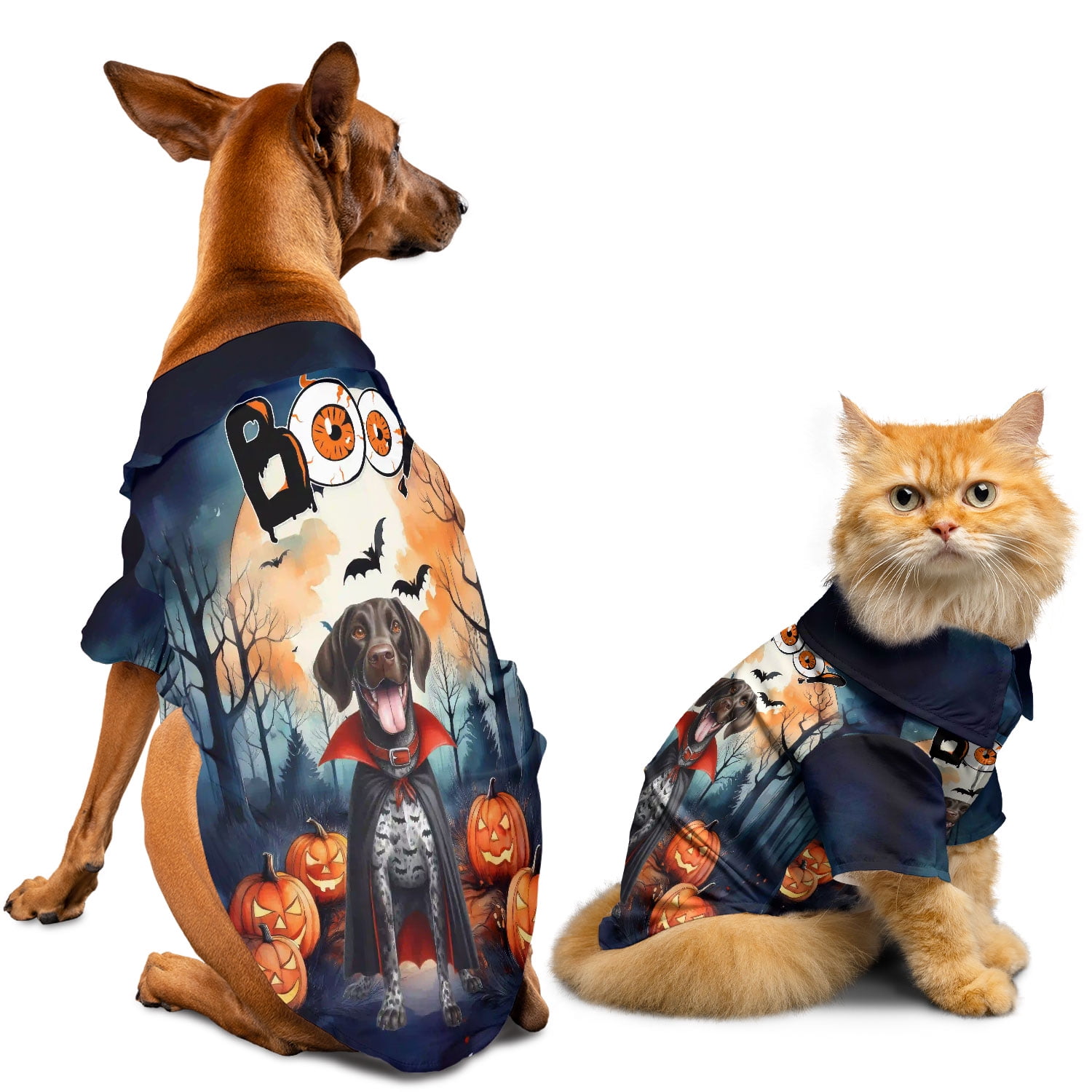 Happy Halloween Vampire German Shorthaired Pointer BOO with Pumpkins ...