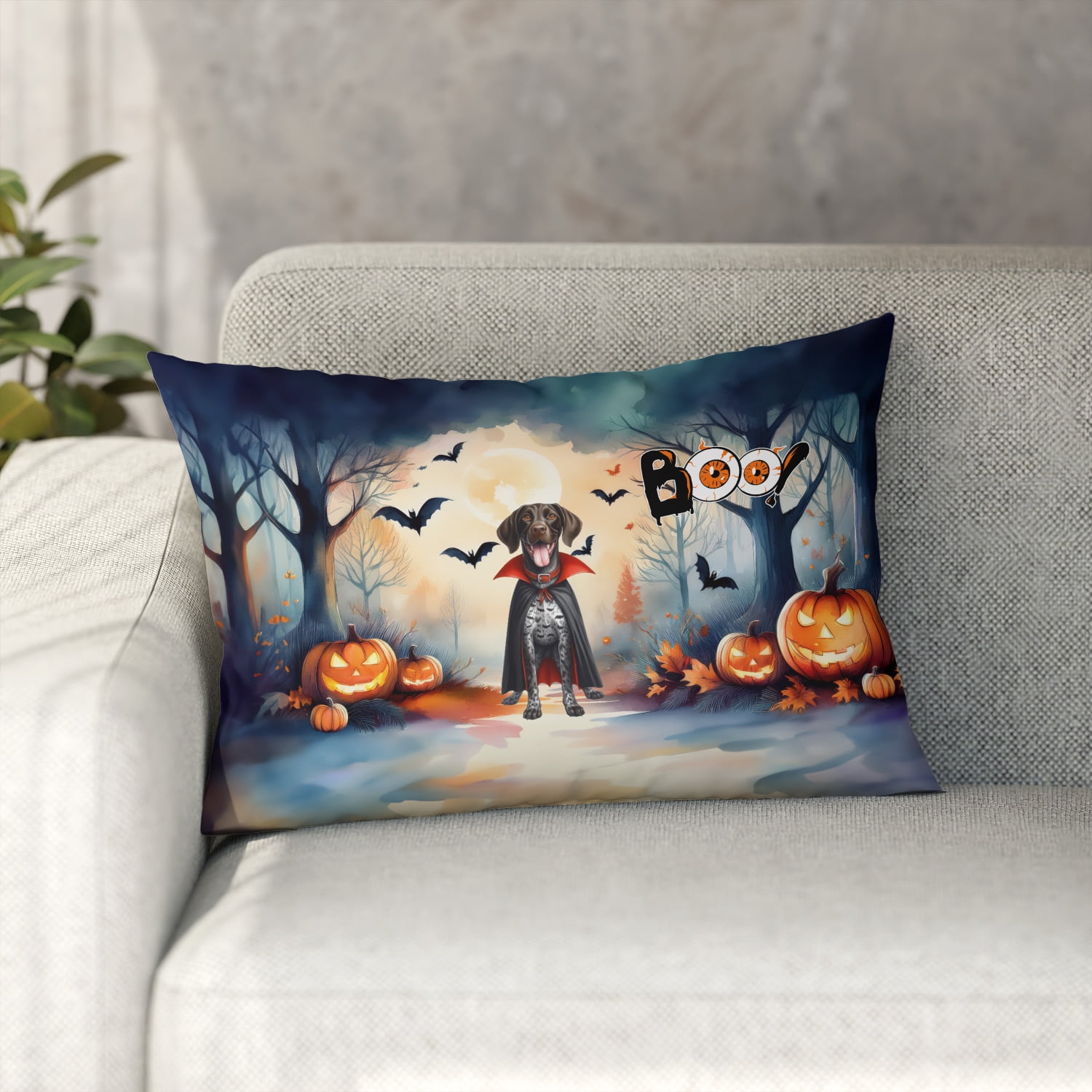 Happy Halloween Vampire German Shorthaired Pointer BOO with Pumpkins ...