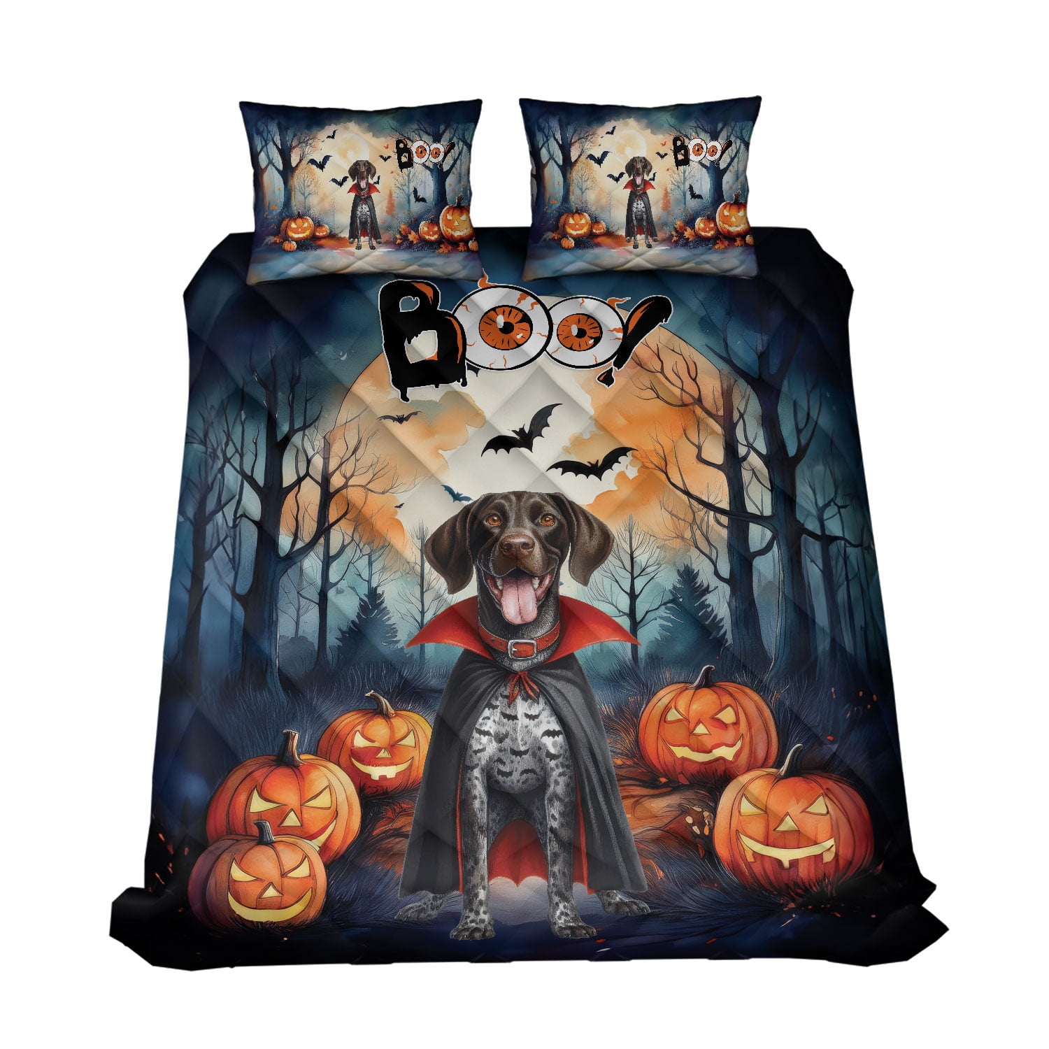 Happy Halloween Vampire German Shorthaired Pointer BOO with Pumpkins ...