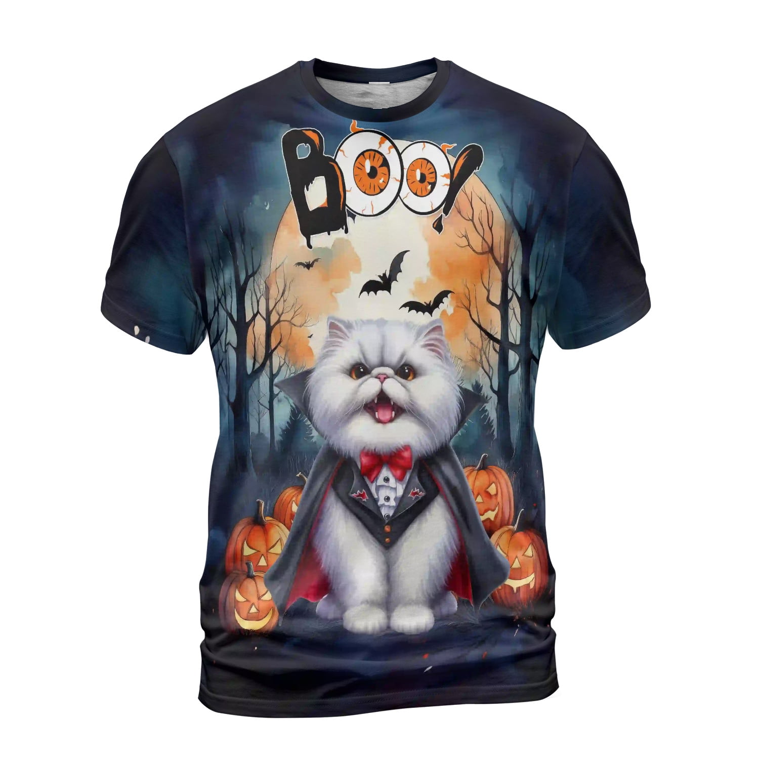 Happy Halloween Vampire Persian BOO with Pumpkins Fun and Spooky All Over Print 3D Shirt Unisex ...