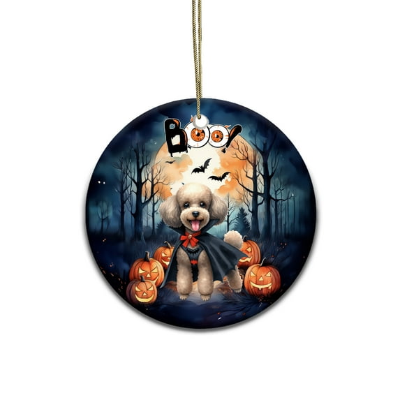 Happy Halloween Vampire Poodle BOO with Pumpkins Fun and Spooky Ceramic ...