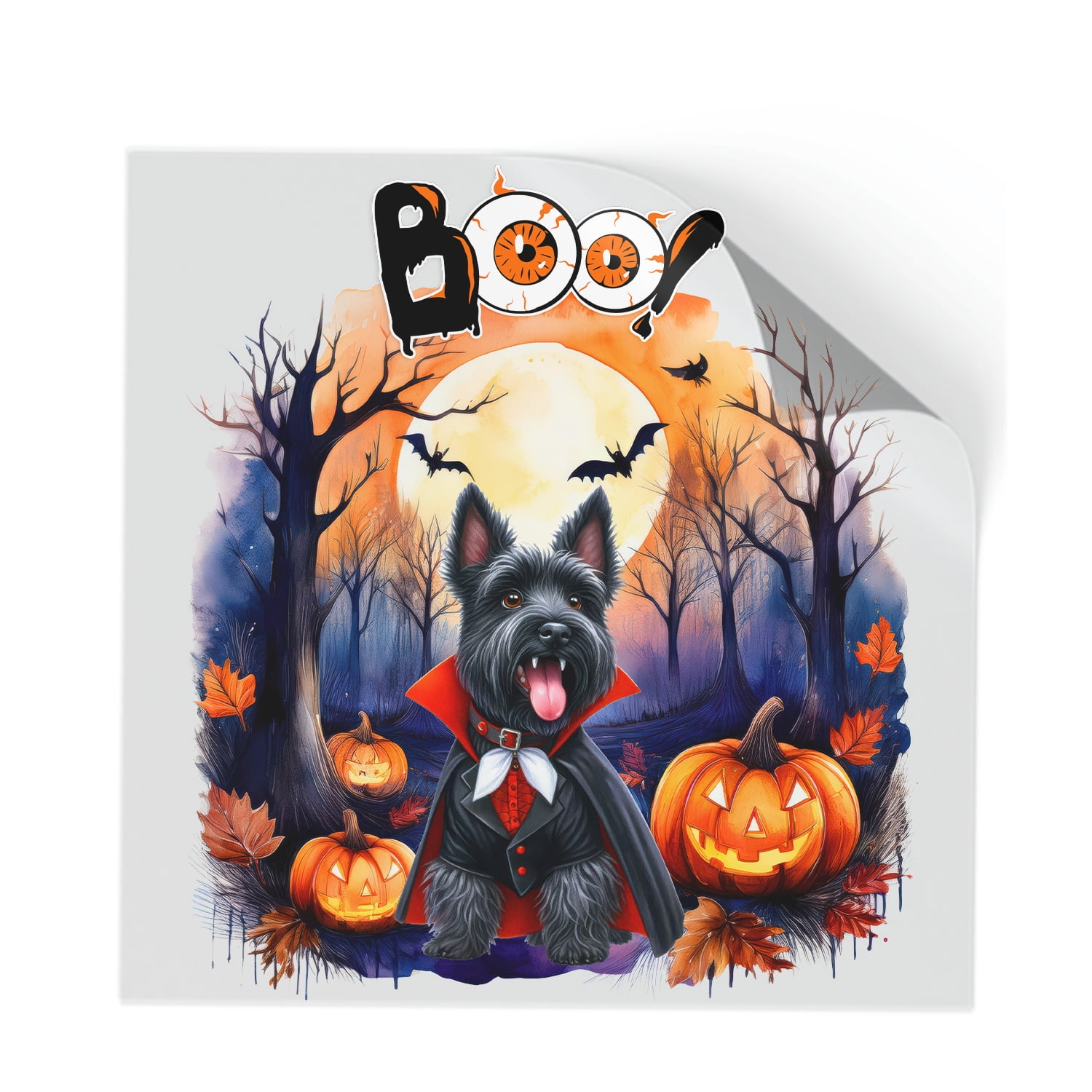 Happy Halloween Vampire Scottish Terrier BOO with Pumpkins Fun and ...