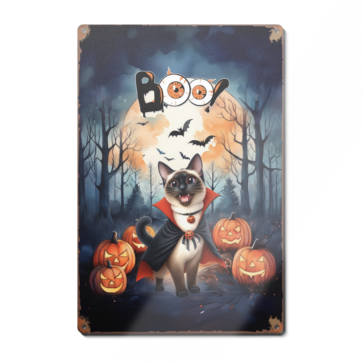 Happy Halloween Vampire Siamese BOO with Pumpkins Fun and Spooky ...