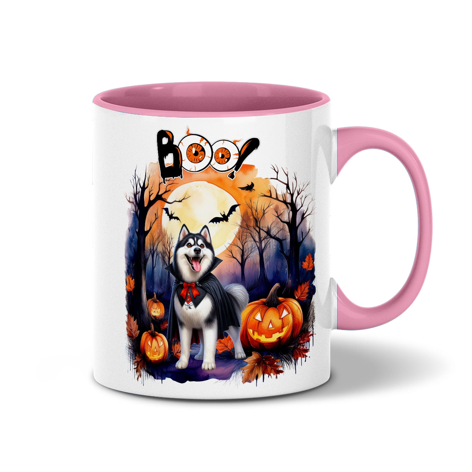 Happy Halloween Vampire Siberian Husky BOO with Pumpkins Fun and Spooky ...
