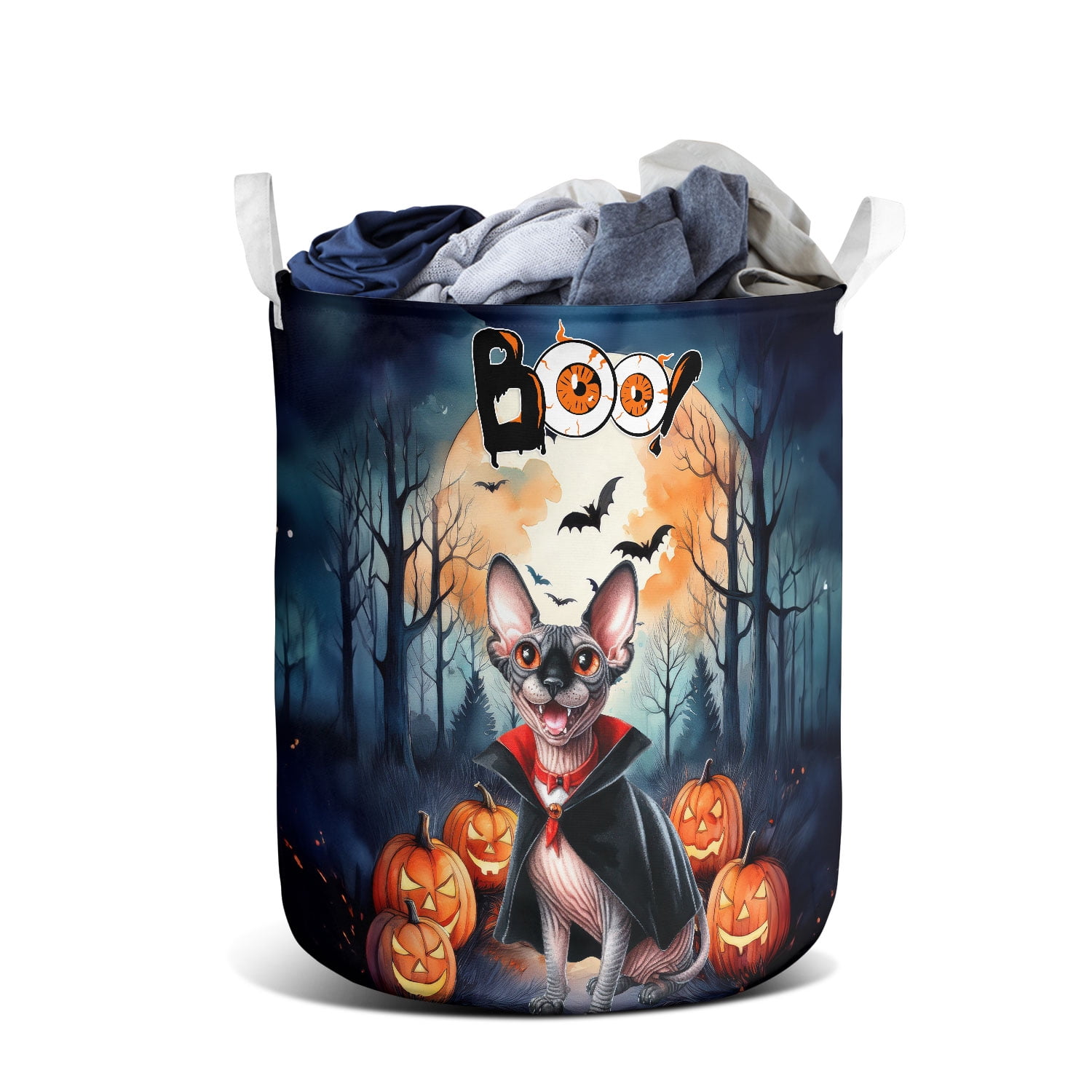 Happy Halloween Vampire Sphynx BOO with Pumpkins Fun and Spooky ...