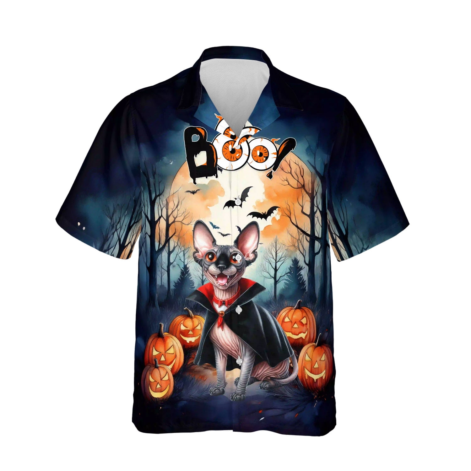 Happy Halloween Vampire Sphynx BOO with Pumpkins Fun and Spooky ...