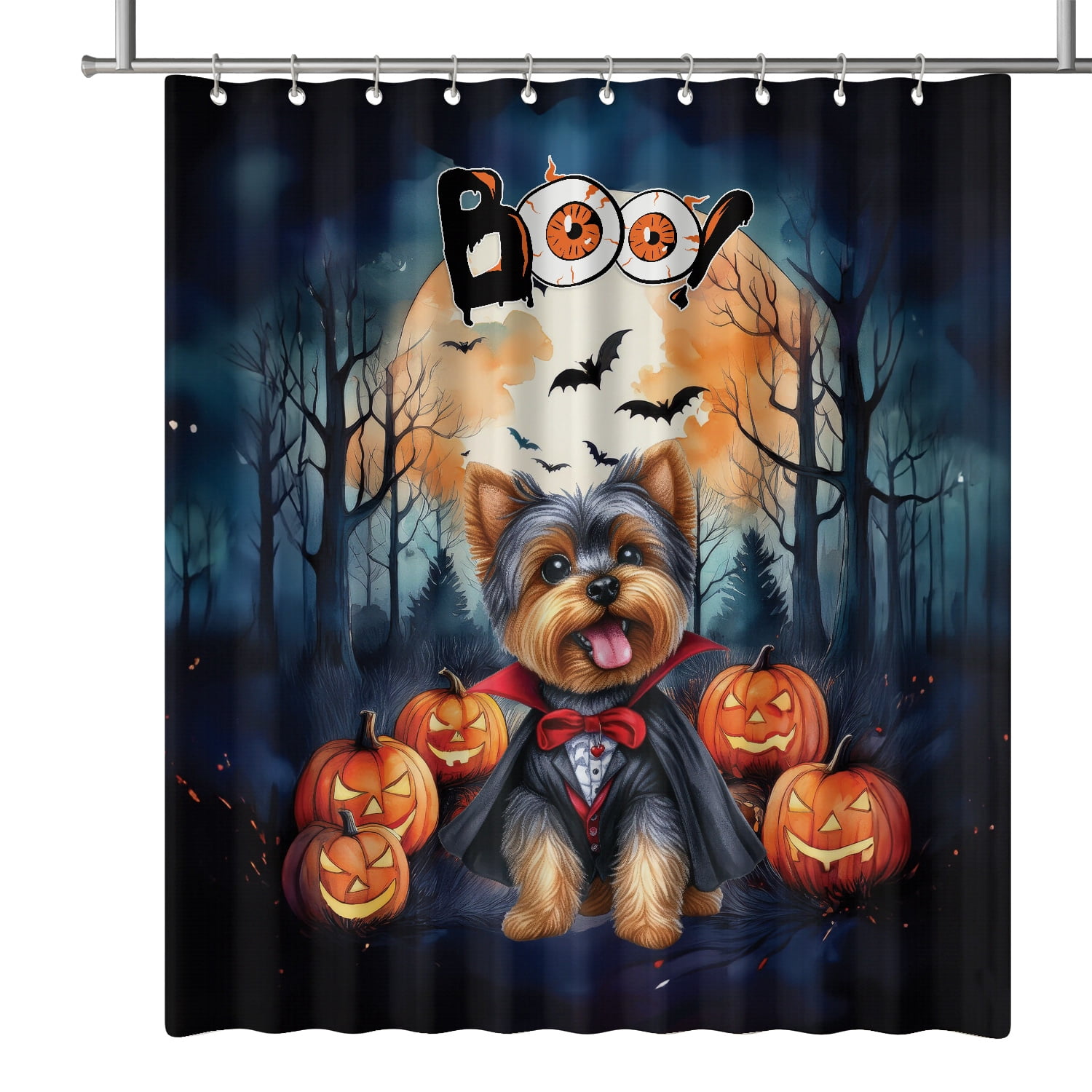 Happy Halloween Vampire Yorkshire Terrier BOO with Pumpkins Fun and ...